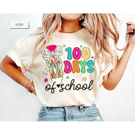 Days of School Shirt, Coquette Teacher Shirt, Coquette Bow Pencil Shirt ...