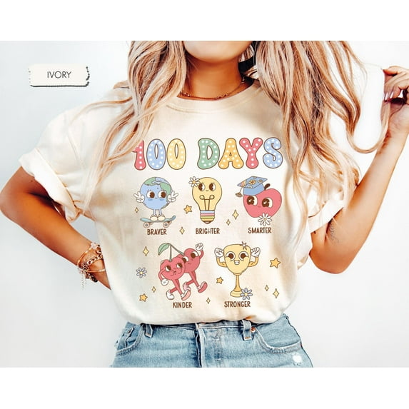 Days of School Teacher Shirt, Days Braver Smarter Brighter Kinder, Groovy Teacher Shirt, T ...