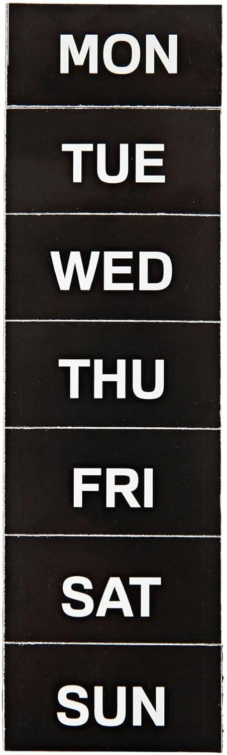 Days of The Week Magnets, 1 x 2 Inches Each, 7 Magnets, Black/White ...