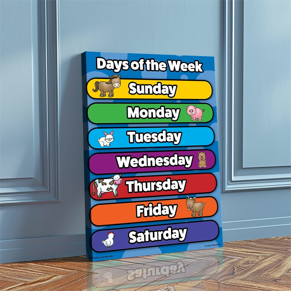 Days of The Week Poster Chart Poster Canvas Print Wall Art Bedroom Room ...
