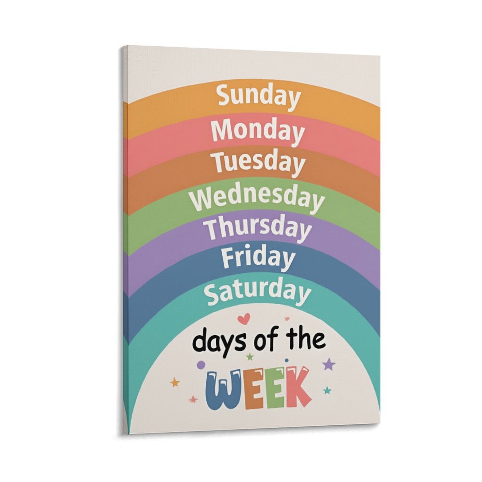 Days of The Week Poster for Kids,Linen Canvas Rainbow Wall Art,Playroom ...