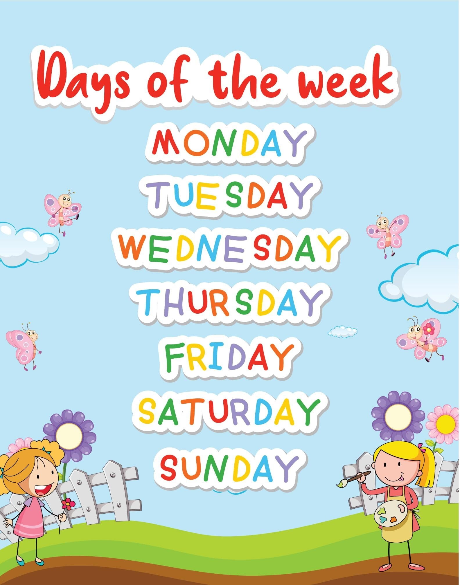 Days of the Week Educational Poster for Classroom Wall Charts poster ...