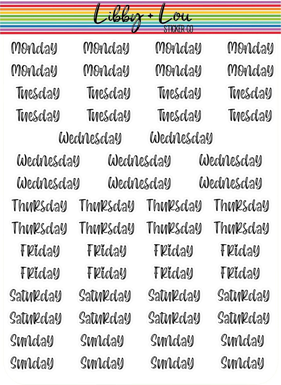 Days of the Week Planner Sticker | Libby and Lou Sticker - Walmart.com