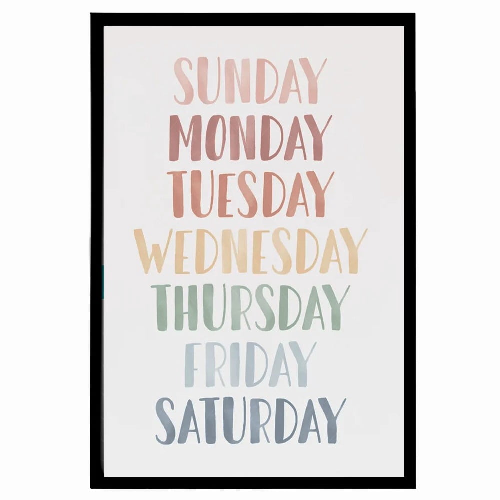 Days of the Week Poster, Educational Wall Art, Rainbow Nursery Decor ...