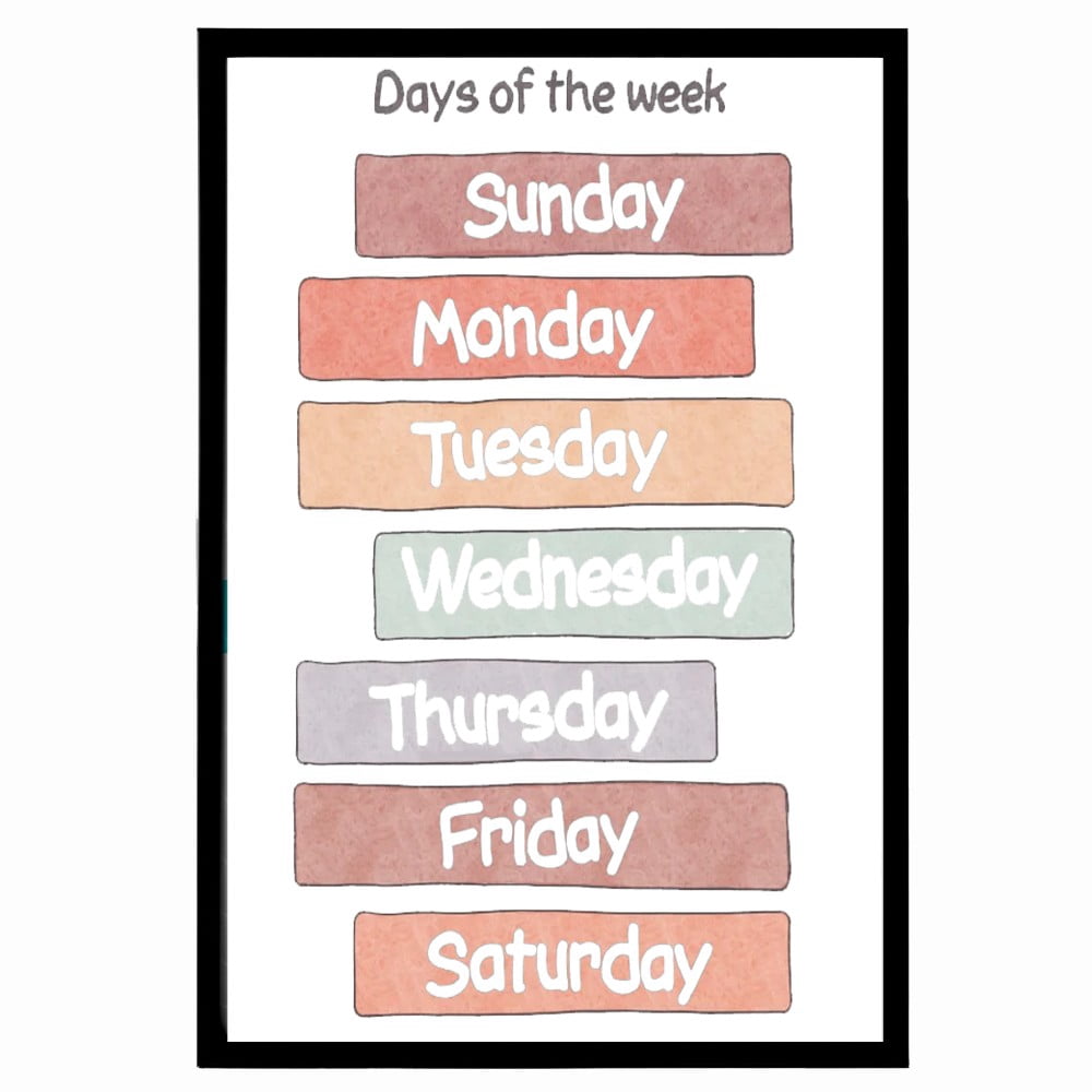 Days of the Week Poster, Preschool Educational Wall Art, Nursery ...
