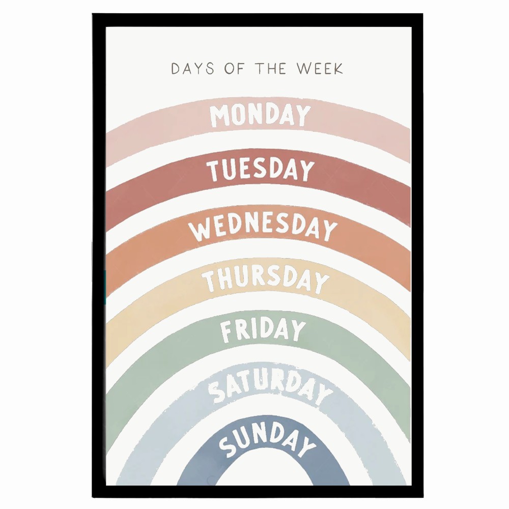 Days of the Week Rainbow Poster, Educational Wall Art, Homeschool ...