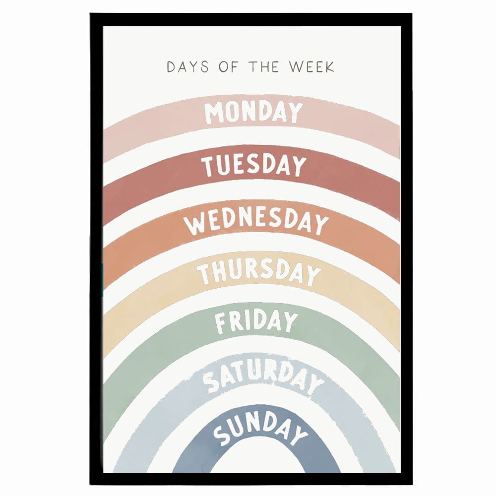 Days of the Week Rainbow Poster, Educational Wall Art, Homeschool ...