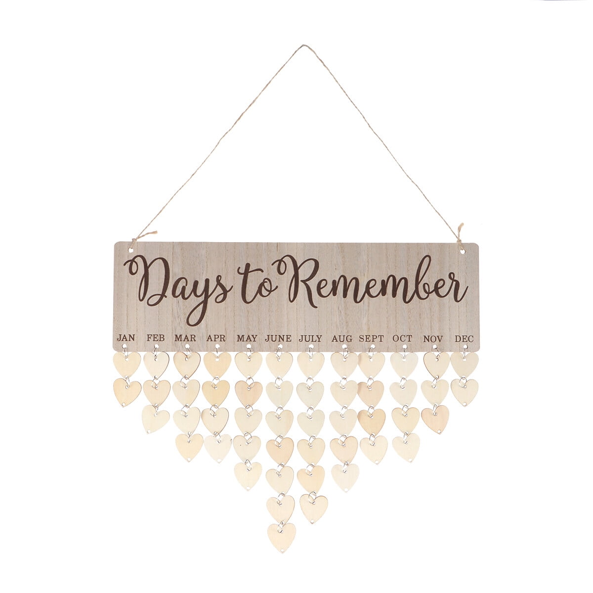 NICEXMAS Light Brown Wooden Calendar Reminder Board with Days to ...