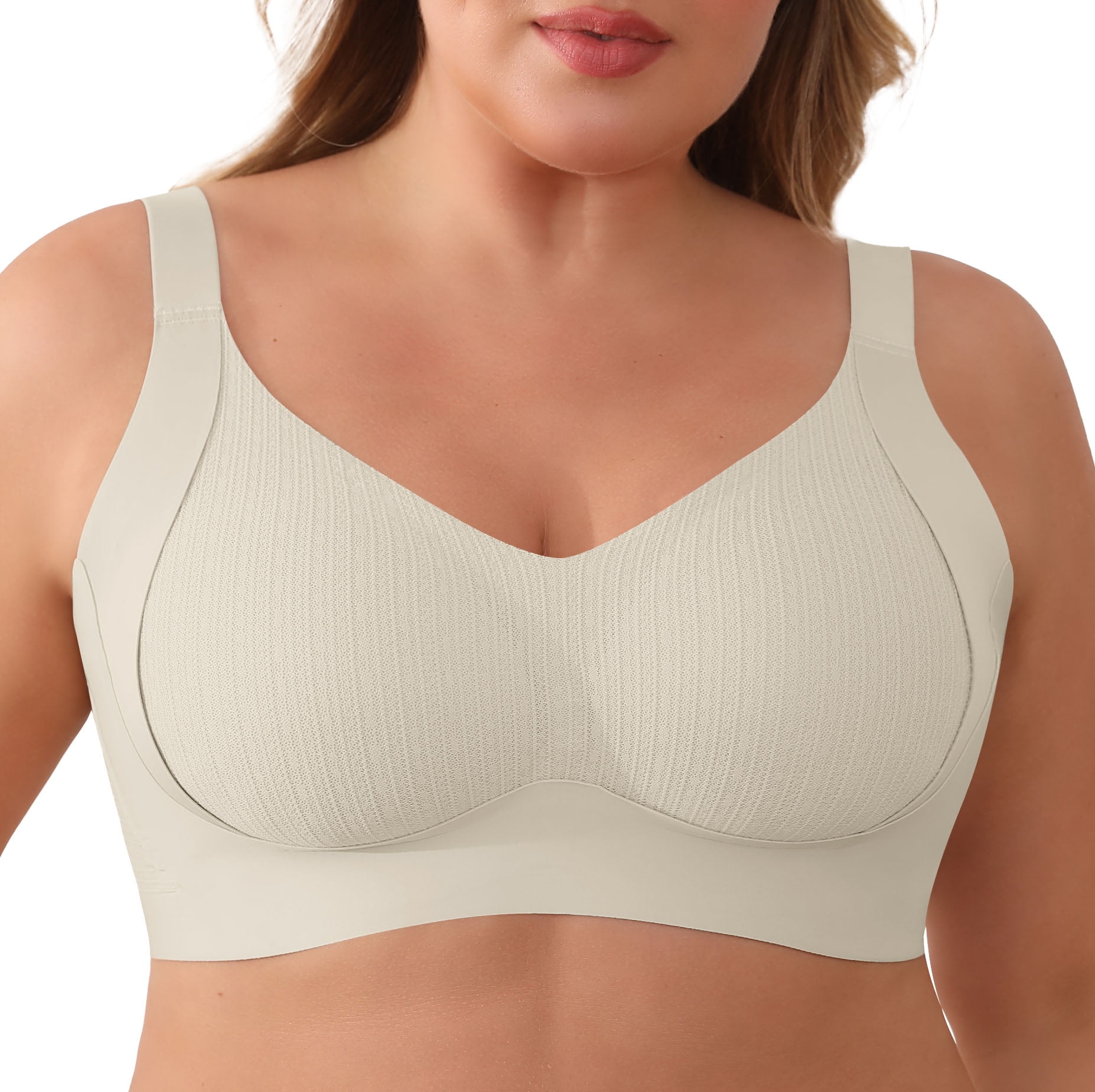 Daystry Lace Vertical Stripe No Underwire Full Coverage Comfort Supportive Pull Up Bras for ...