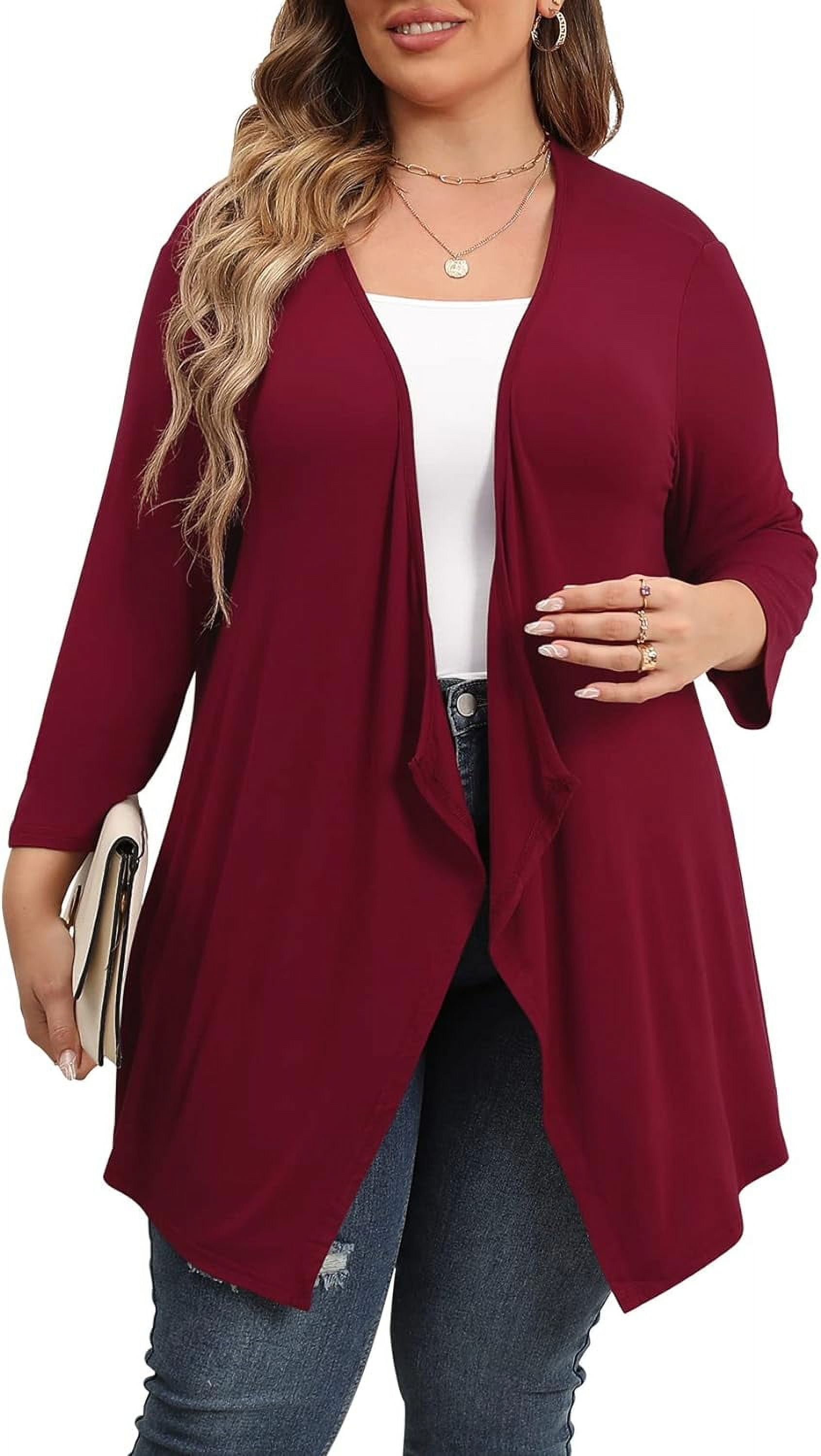 Daystry Plus Size Cardigan for Women, 3/4 Sleeve, Open Front ...