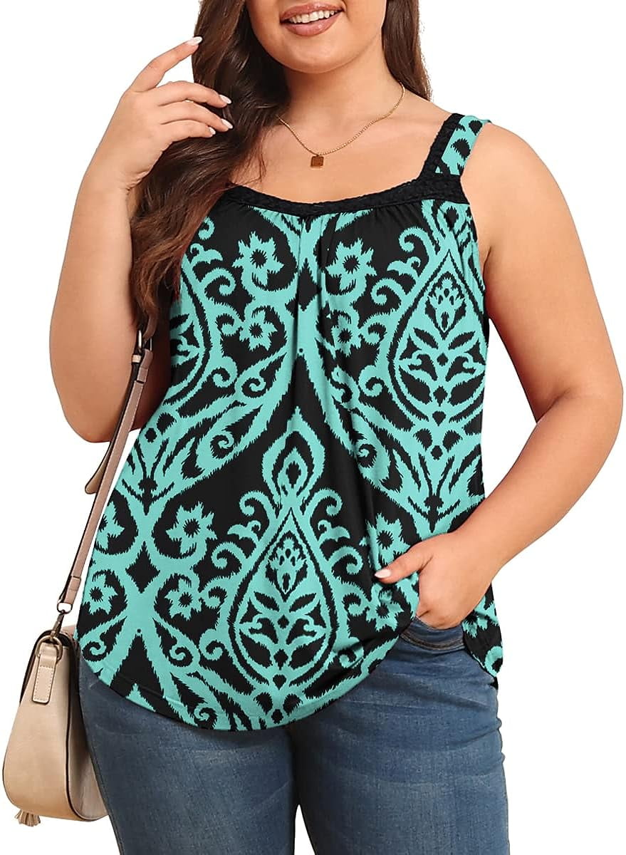 Daystry Plus Size Tank Tops, Loose Fit with Lace, Sleeveless Summer ...