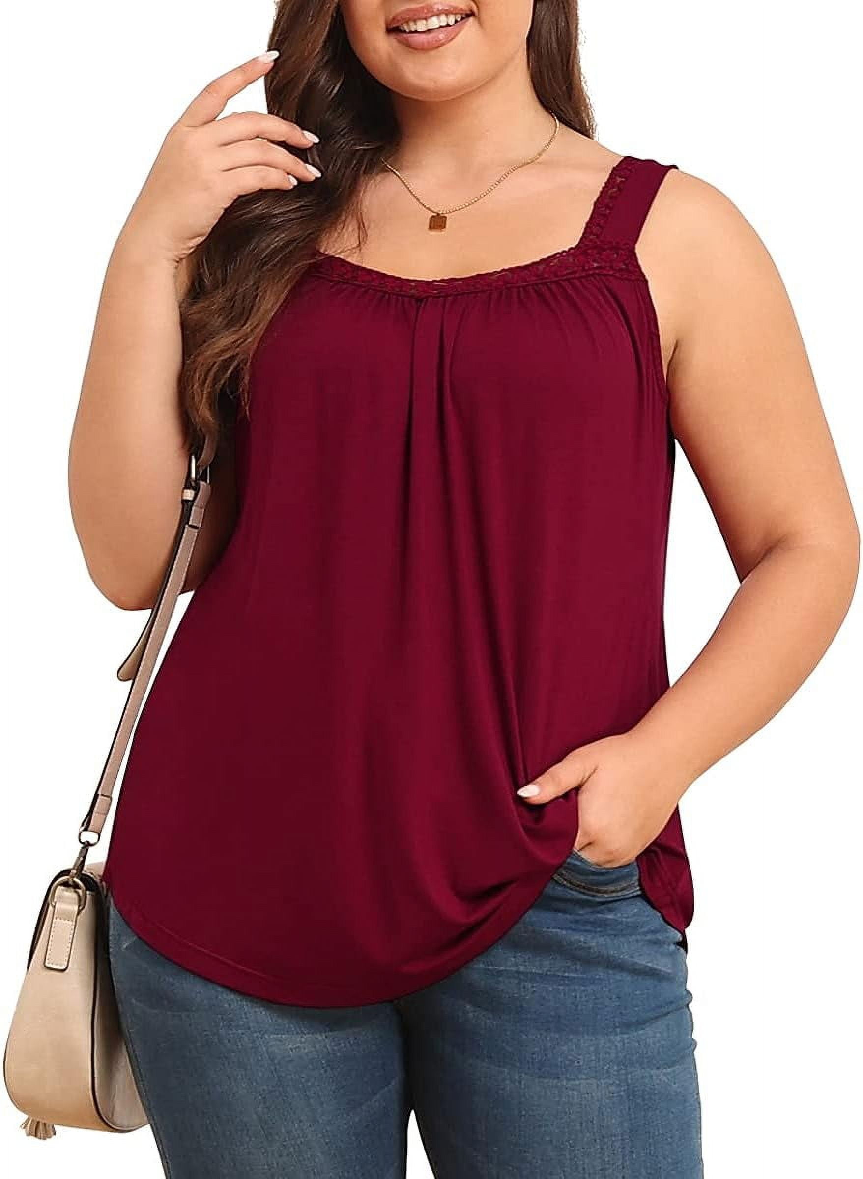 Daystry Plus Size Womens Summer Tank Tops Lace And Loose Fit Flowy Xxl In Wine Red