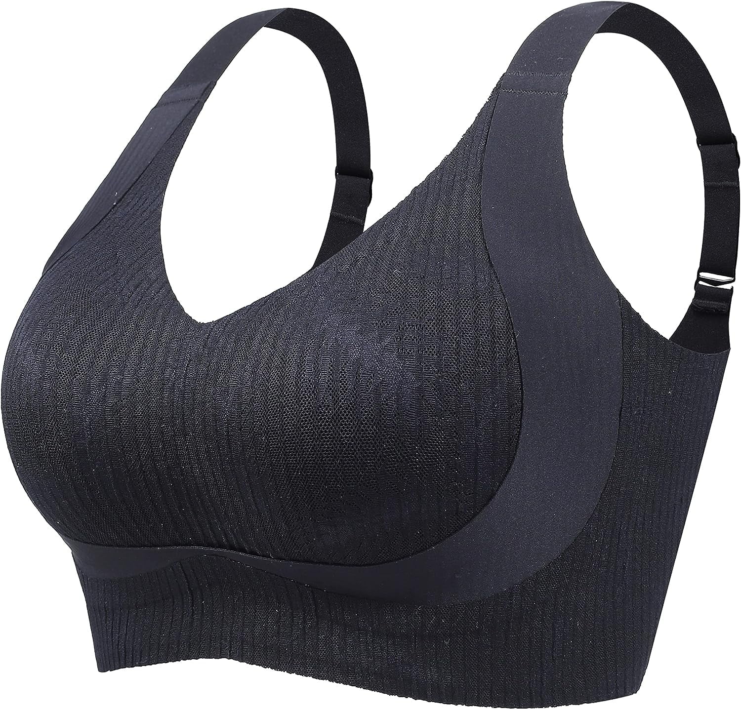 Daystry Padded Support Lift Plus Size Wirefree Lace Bra, Full Coverage ...