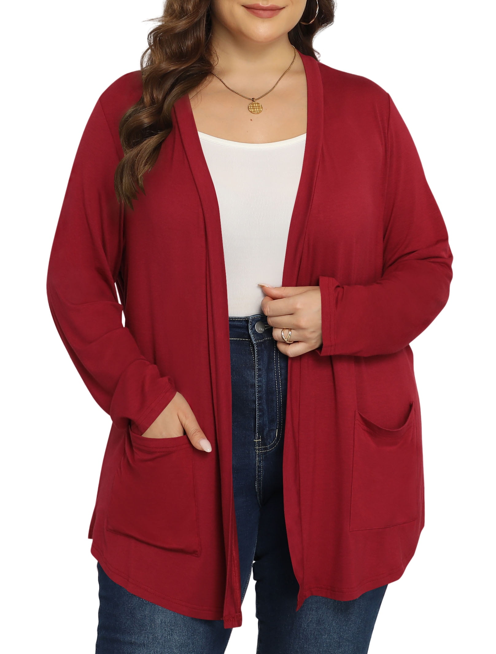 Daystry Women's Plus Size Open Front Casual Long Sleeve Lightweight ...