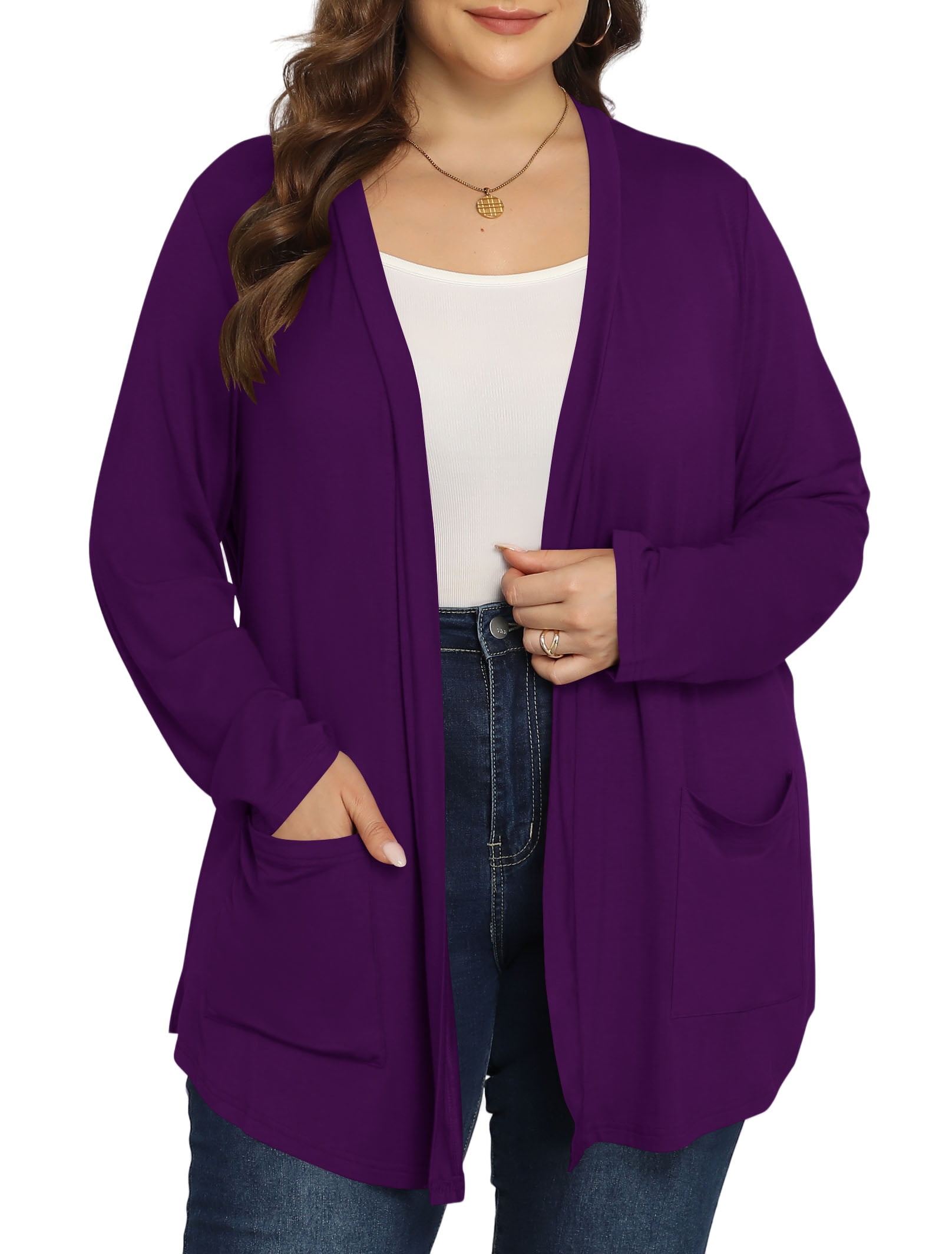 Daystry Women's Plus Size Open Front Casual Long Sleeve Lightweight ...