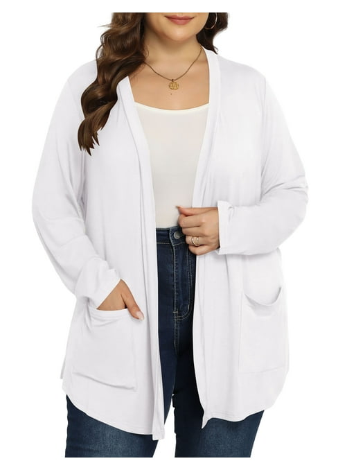 SHOWMALL Women's Plus Cardigans Lightweight Open Front Cardigans 3/4 ...