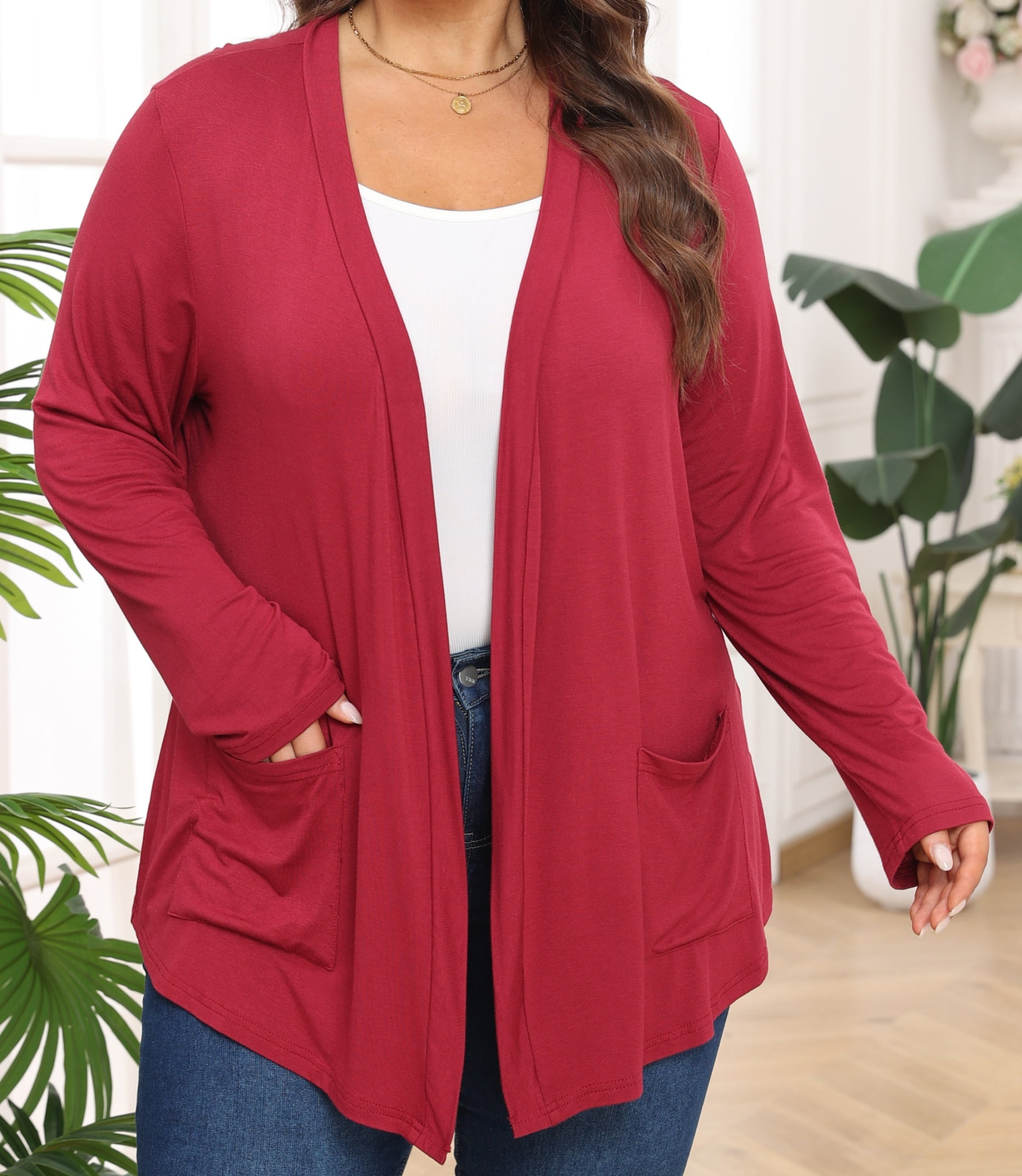 Daystry Women's Plus Size Open Front Casual Long Sleeve Lightweight ...