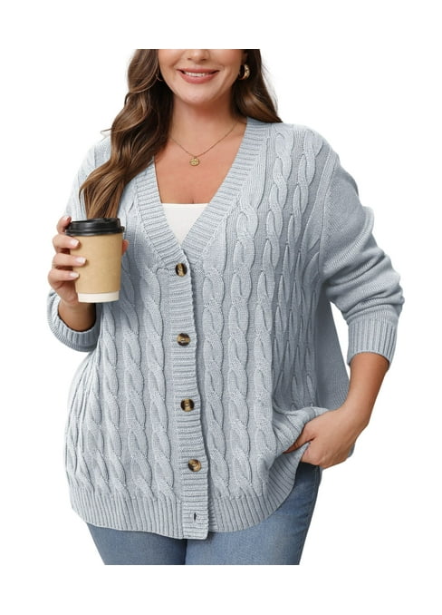 SHOWMALL Women's Plus Cardigans Lightweight Open Front Cardigans 3/4 ...