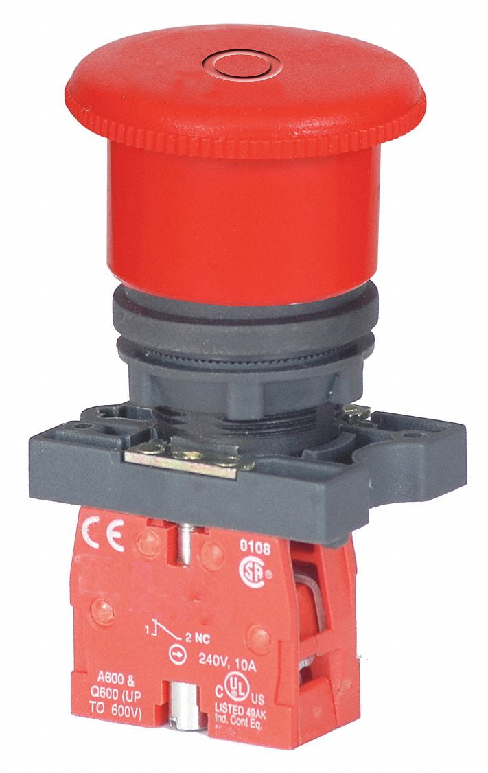 Dayton E-Stop Push Button,Non-Ill,22mm,1NC,Red 30G248 - Walmart.com