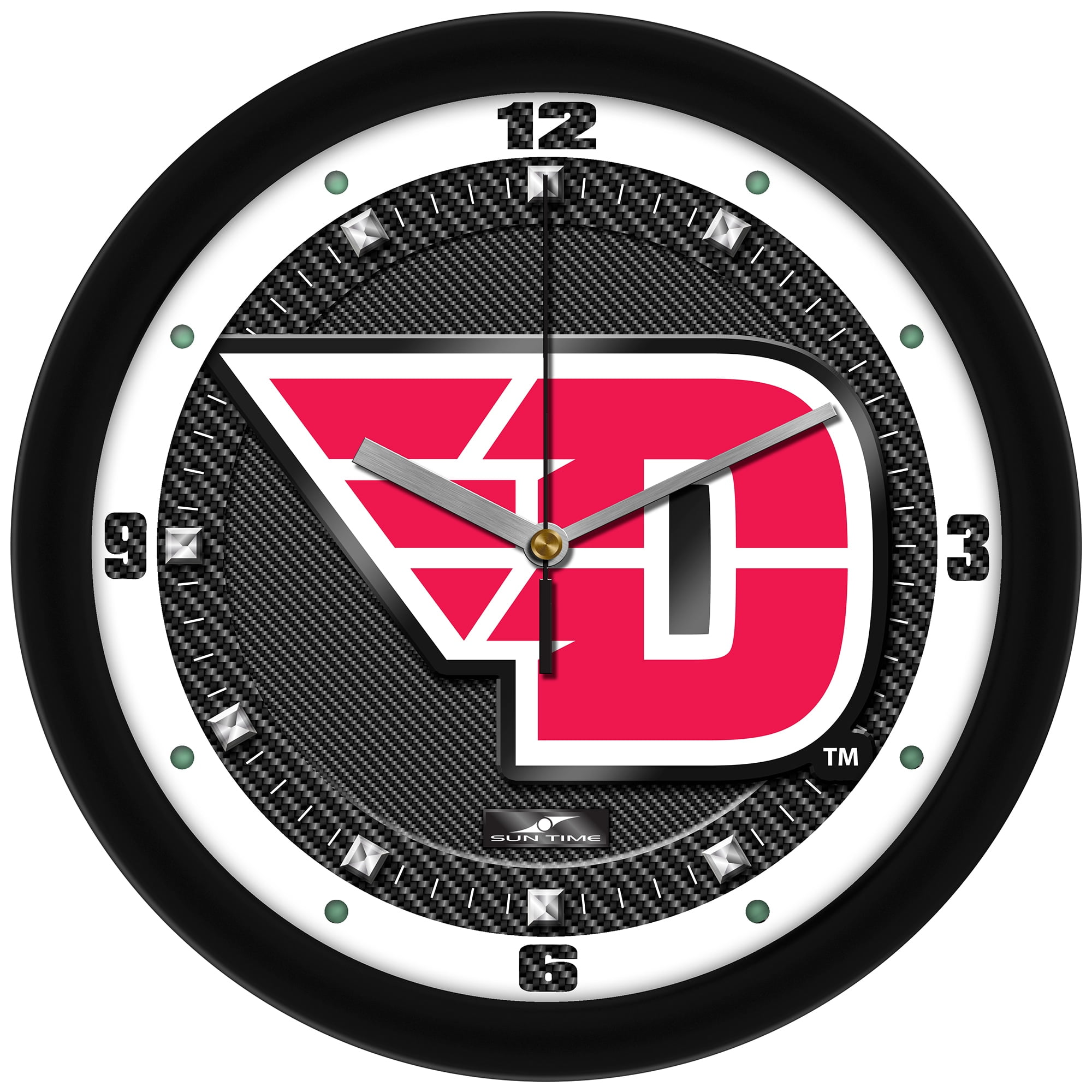 Dayton Flyers 11.5'' Suntime Premium Glass Face Carbon Fiber Wall Clock - Walmart.com