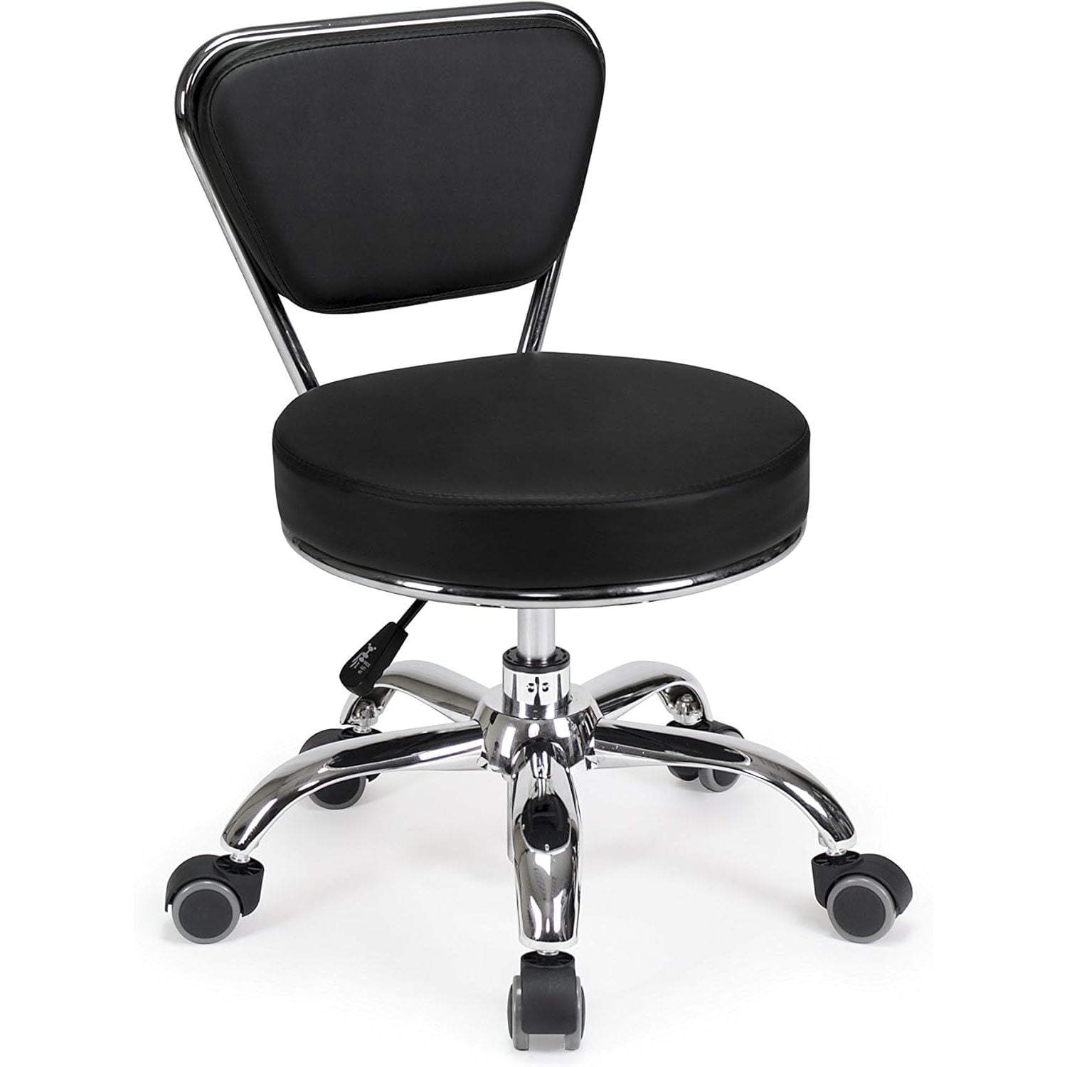 Dayton Garage Rolling Seat (Black) Pneumatic, Short Stool with Adjustable Height 13"-15 ...