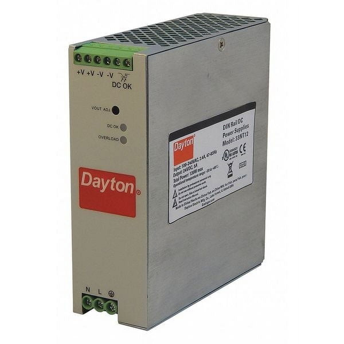 Dayton DC Power Supply, 90/264V AC, 24V DC, 120 W, 5 A, DIN Rail 33NT12 ...