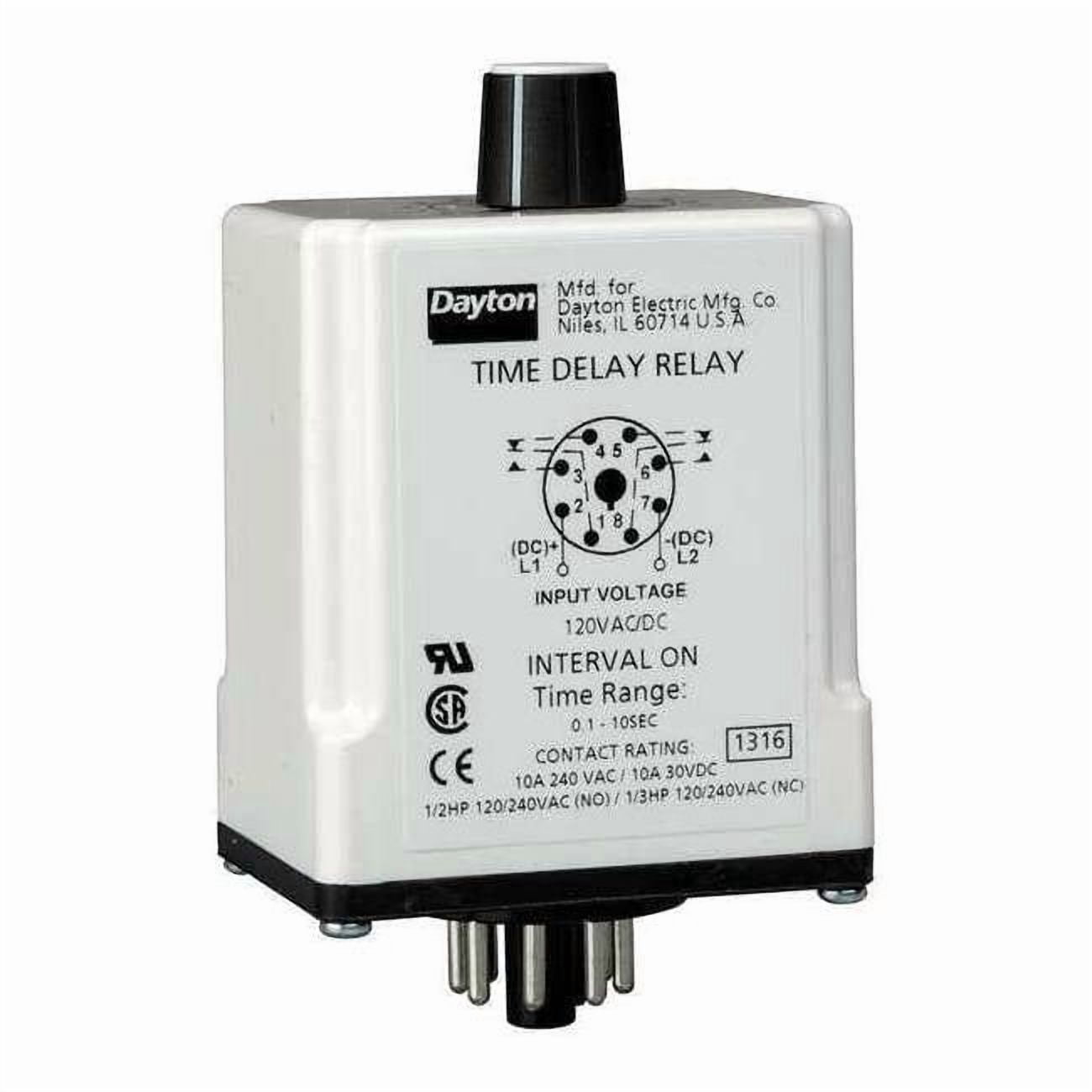 Single Function Time Delay Relay, Octal, Interval, 1 Functions 120V AC ...