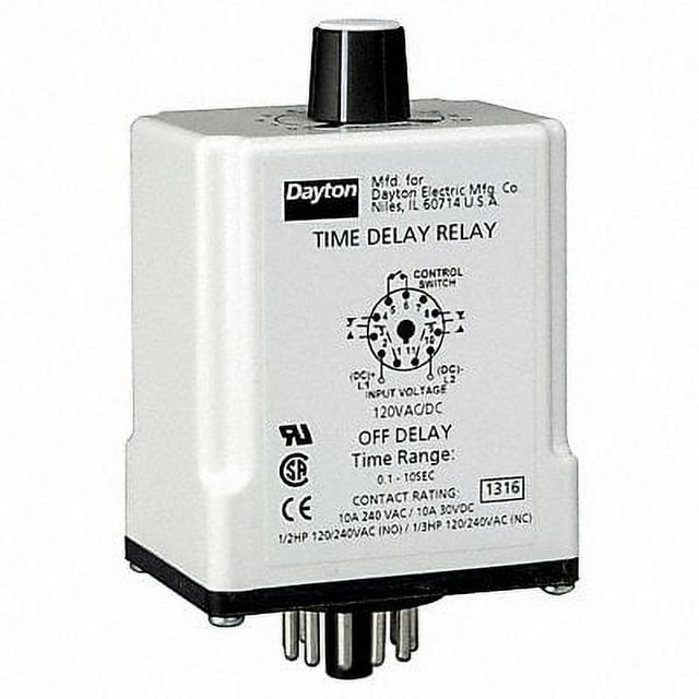 Dayton SinFunTimeDelayRelay, 12VDC, 11Pins 24EN81 - Walmart.com
