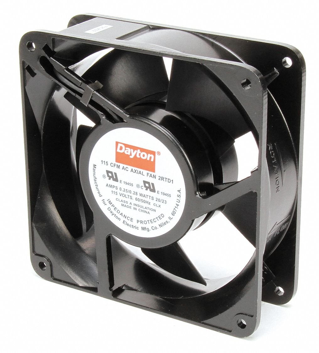 Dayton Square Axial Fan, 4-11/16" Width, 4-11/16" Height, 115VAC ...
