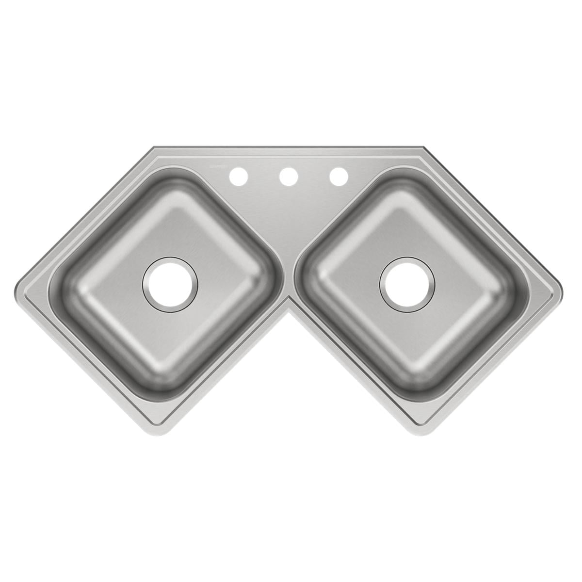 Dayton Stainless Steel 31-7/8" x 31-7/8" x 7", Equal Double Bowl Corner ...