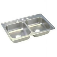 Dayton Stainless Steel 33" x 19" x 8", Equal Double Bowl Drop-in Sink ...