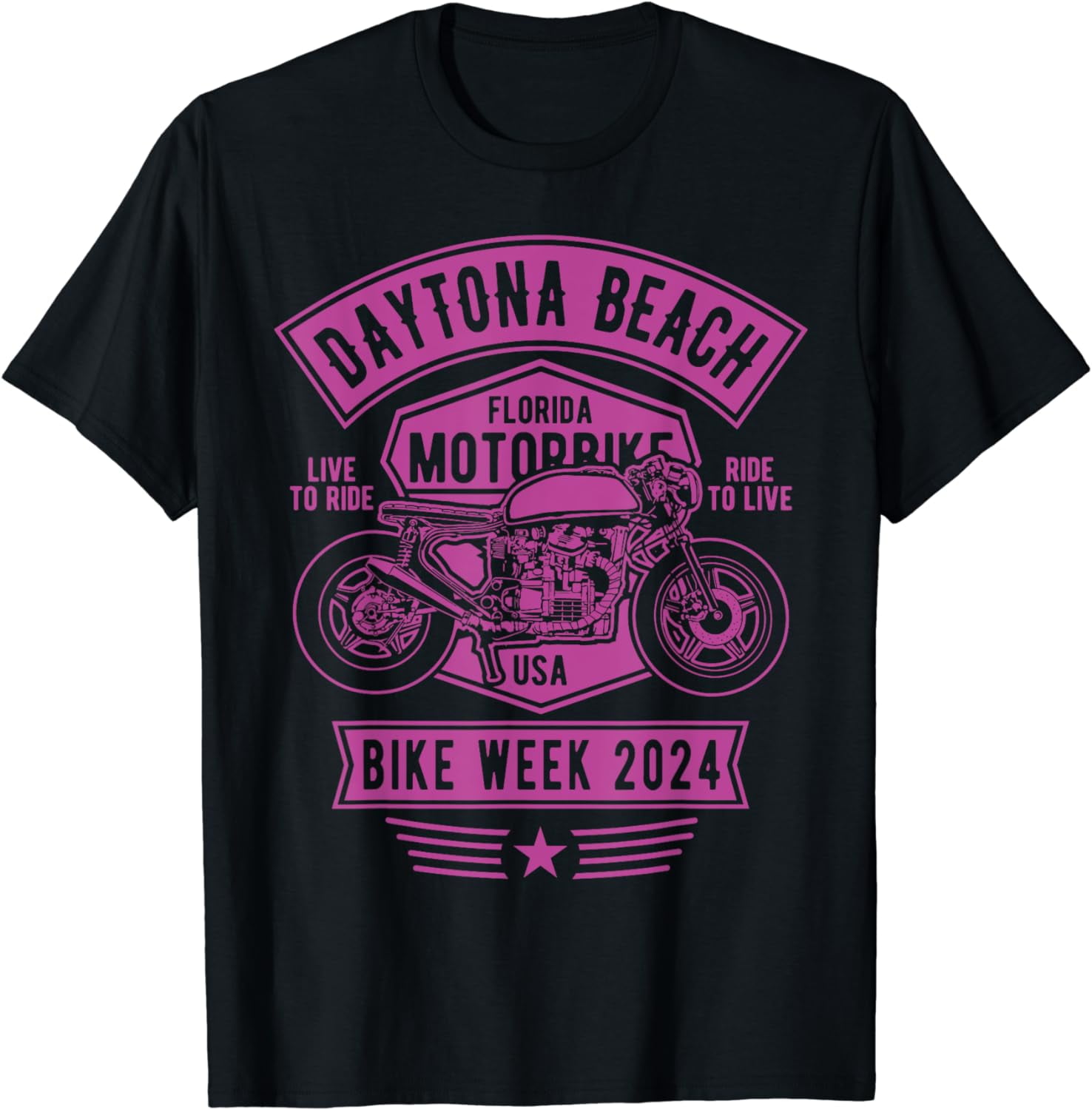 Daytona Beach Bike Week 2024 Retro Motorcycle Design T-Shirt - Walmart.com