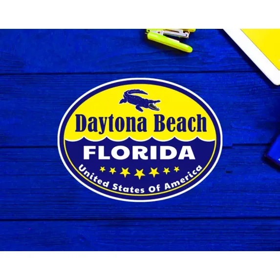 Daytona Beach Florida Decal Sticker Surf Shark Surfing Laptop Phone ...