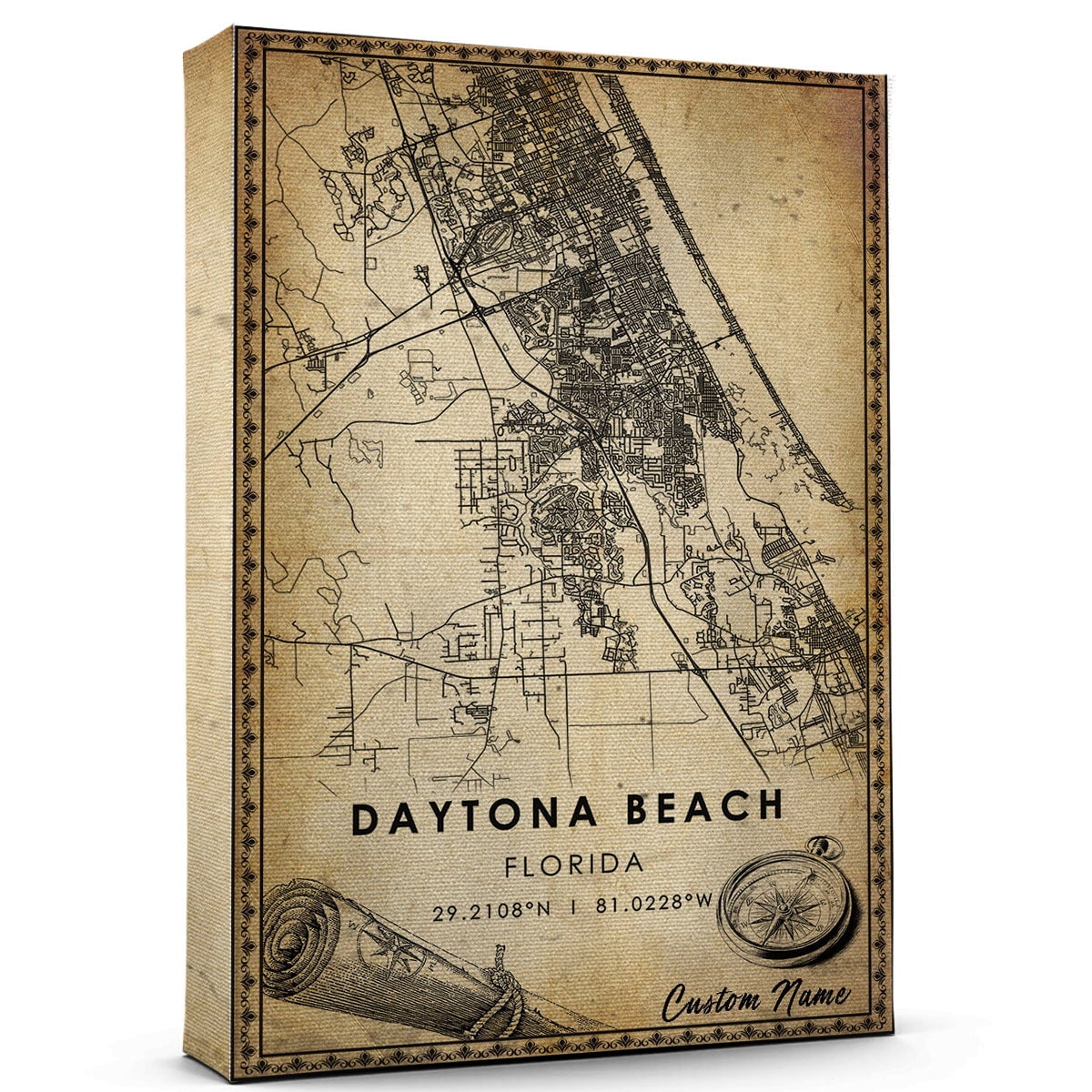 Daytona Beach Map Poster, Florida Map Art Poster, Canvas, Daytona Beach ...