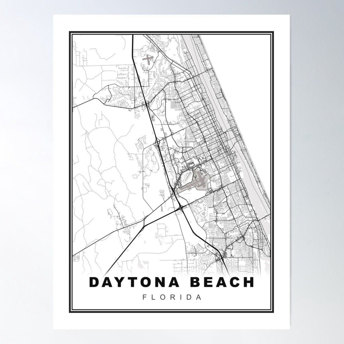 Daytona Beach Map Poster Wall Art, Modern Wall Decor For Living Room ...