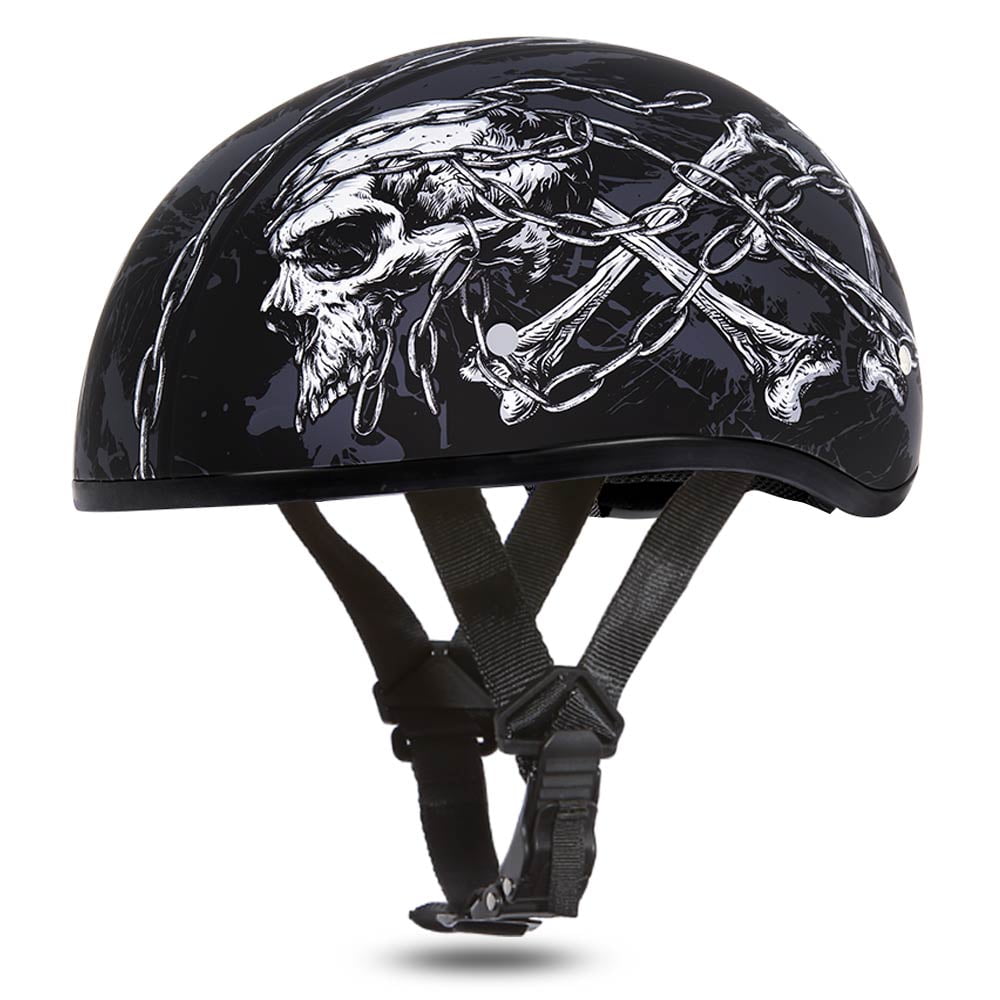 Daytona Helmets D6-SC Skull Cap 'Skull with Chains' Half Face Helmet ...