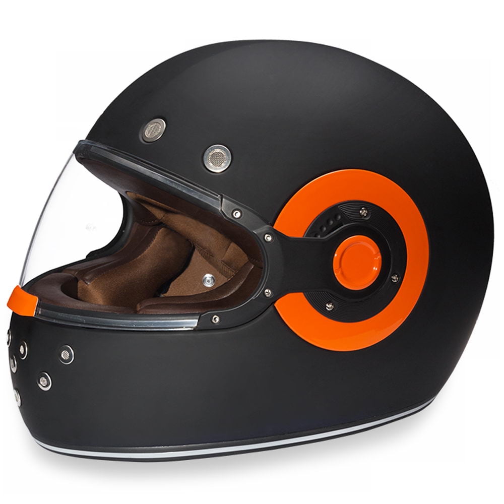 Daytona Helmets R1-O ‘Retro’ Dull Black with Orange Accents Full Face ...