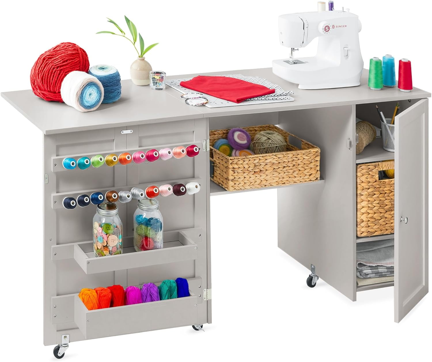 Dayup Large Folding Sewing Table, Multipurpose Portable Craft Station ...