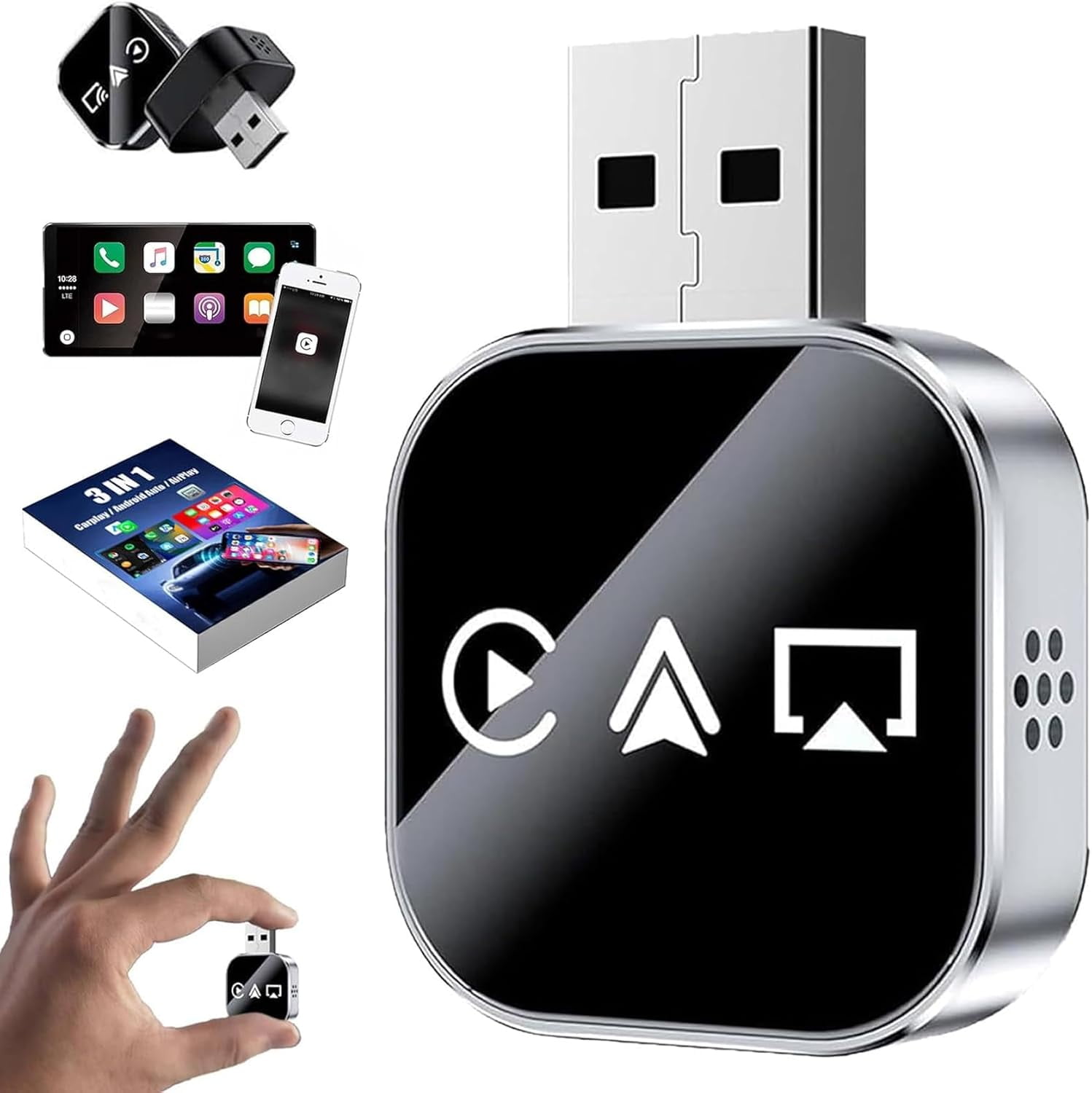 Dayyearn 2026 Upgrade 3 in 1 Screen Mirror iOS Phone, Wired to Wireless ...