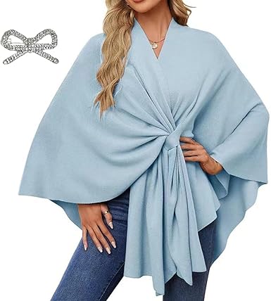 Dayyearn Elegant Shawl Wraps Soft Open Front Poncho Sweater, Cross ...