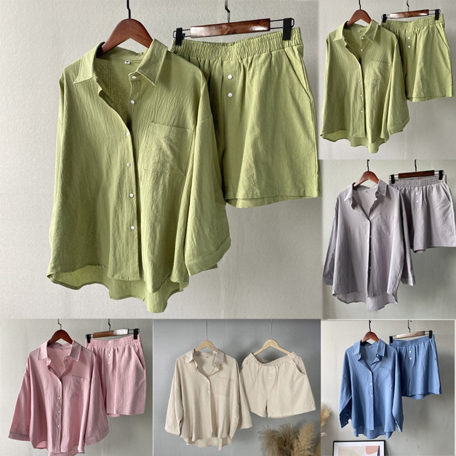 Dazajoo 2 Piece Cotton Linen Outfits for Women Summer Dressy Business ...