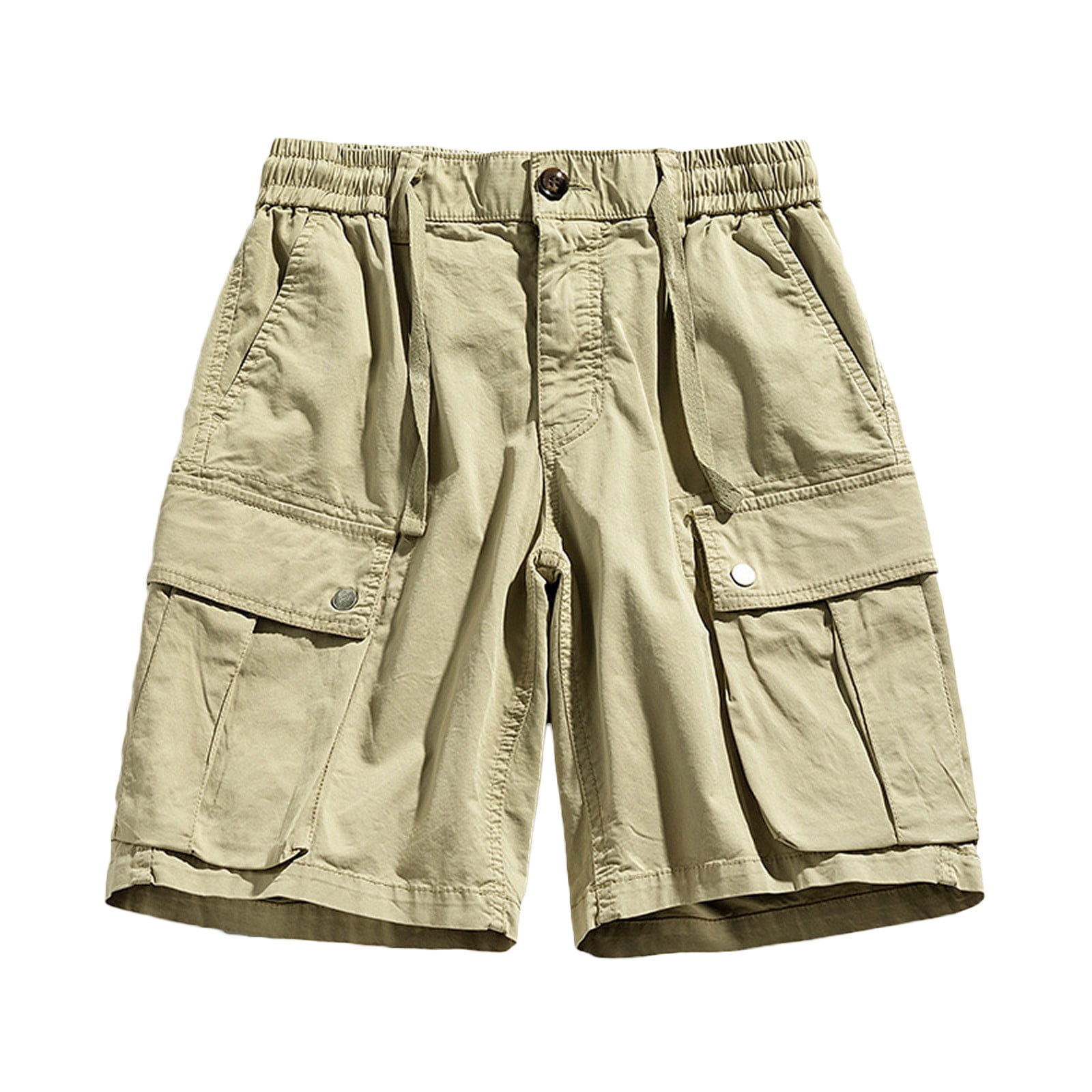 Dazajoo Cargo Shorts for Men Relaxed Fit Elastic Waist Drawstring Solid ...