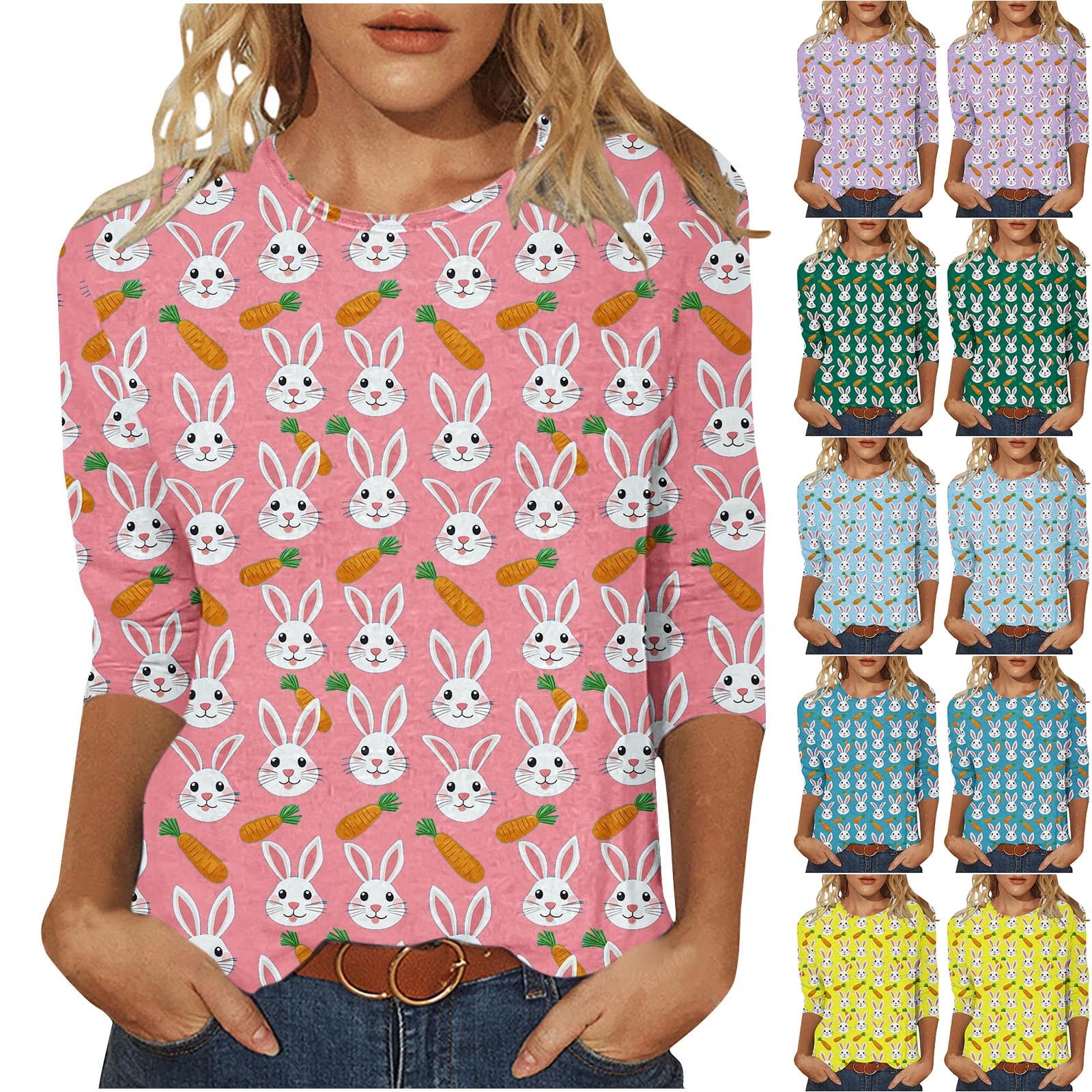 Dazajoo Easter Shirts for Women 2024 Happy Easter Egg Tee Cute Funny ...