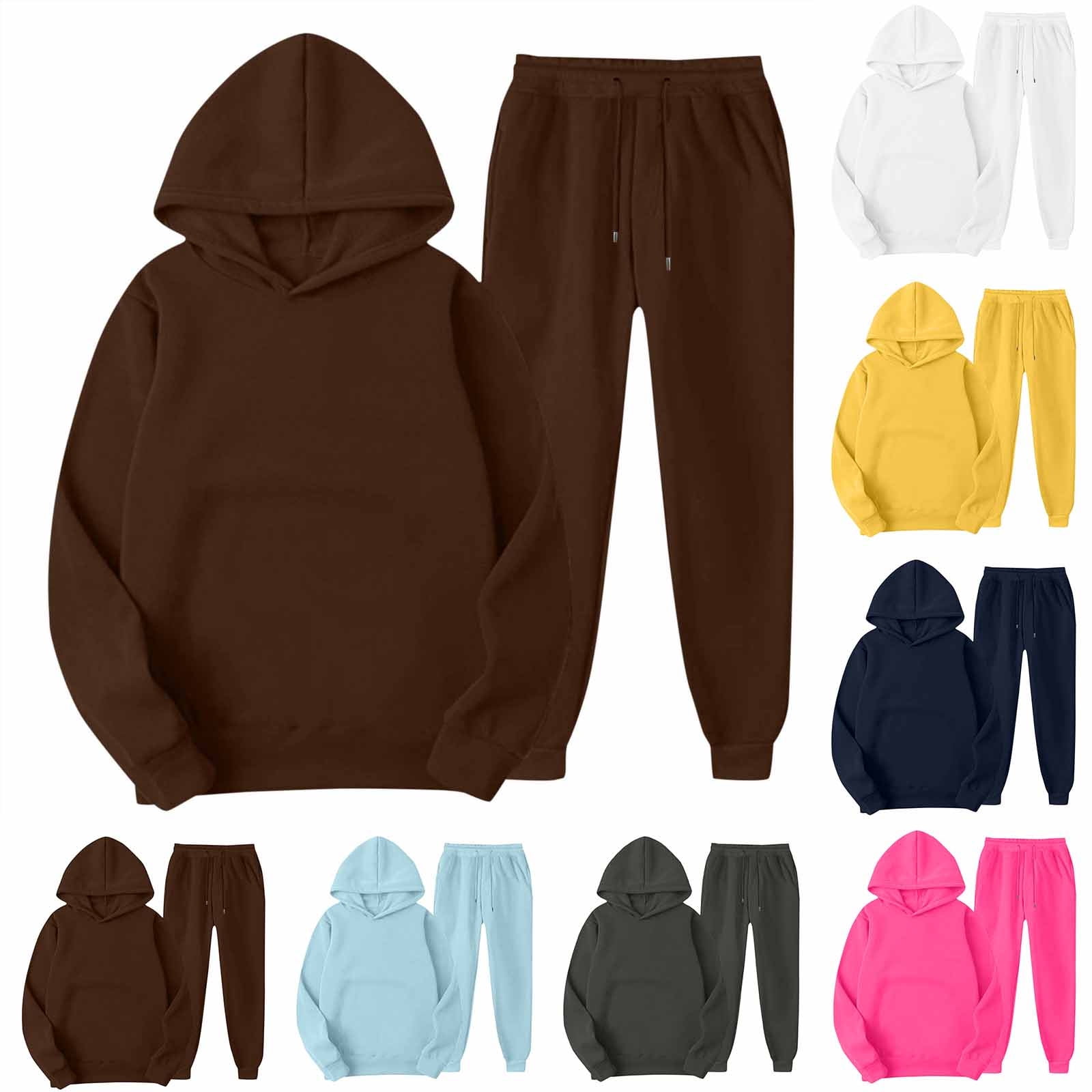 Dazajoo Ladies Sweat Suits Two Piece Long Sleeve Hoodies and Drawstring ...