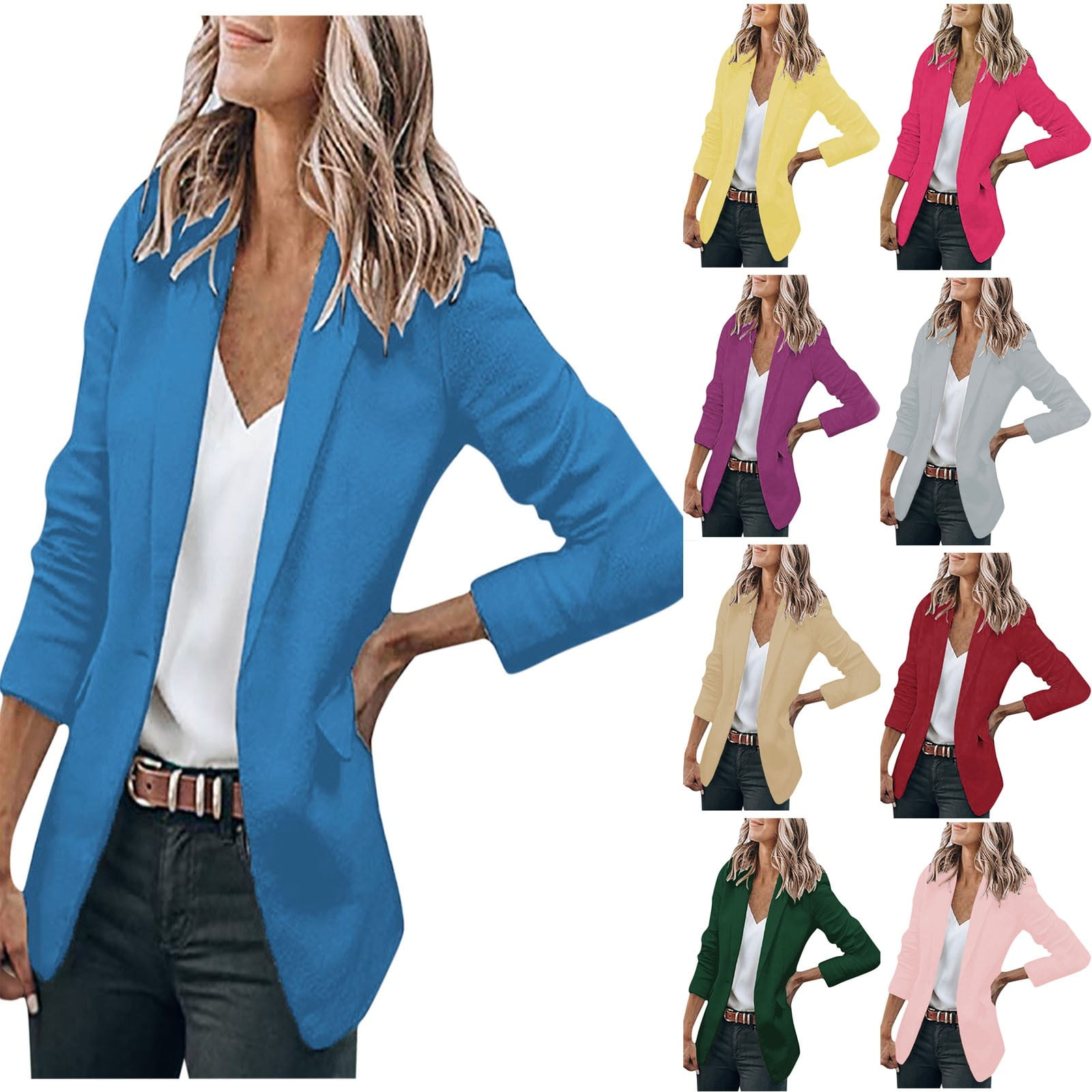 Dazajoo Long Sleeve Blazers for Women No Button Solid Color Basic ...