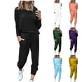 Dazajoo Plus Size Jogger Sets for Women 4x-5x Casual 2 Piece Solid Color Workout Outfits 2024 ...