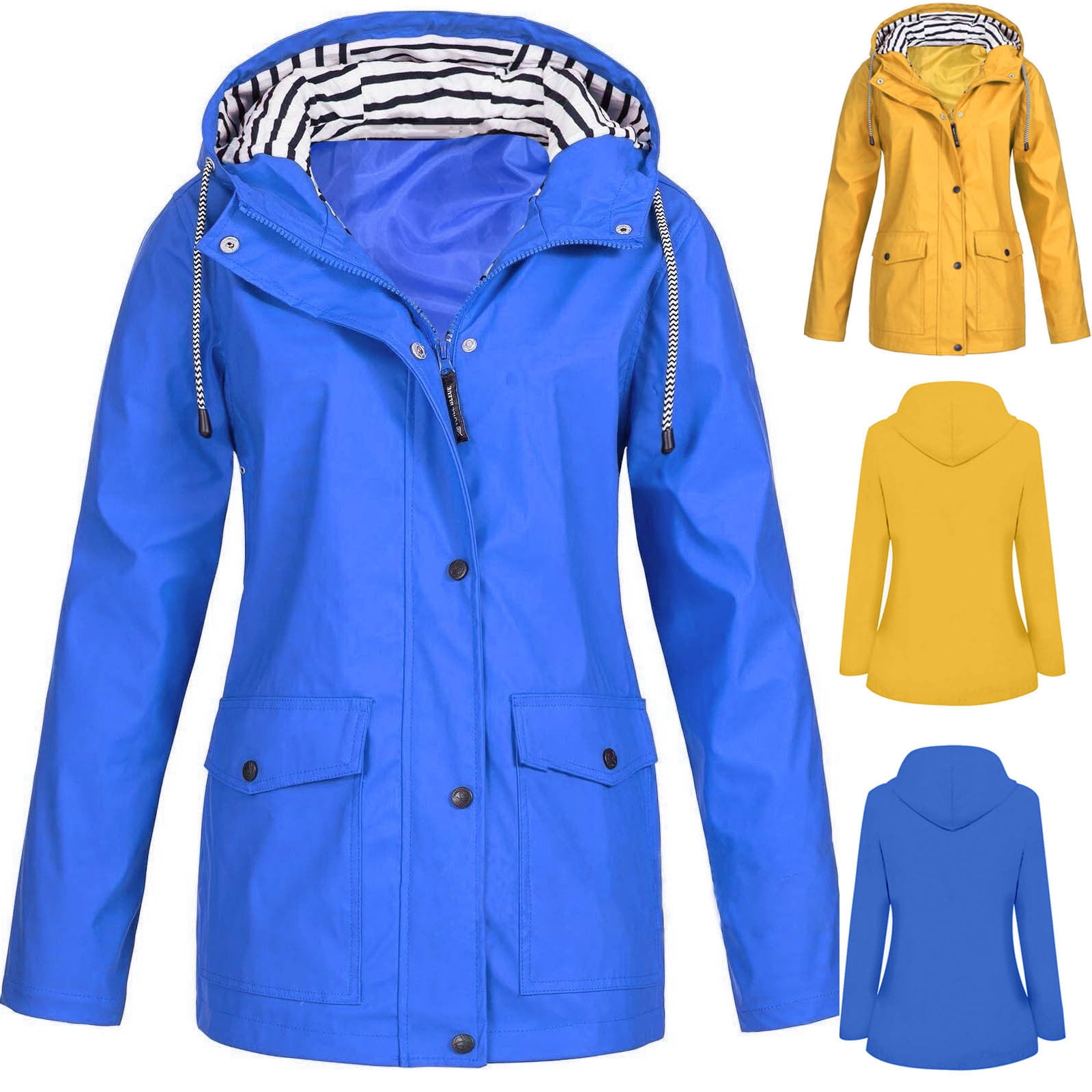 Dazajoo Plus Size Rain Jackets for Women Waterproof Lightweight Long ...