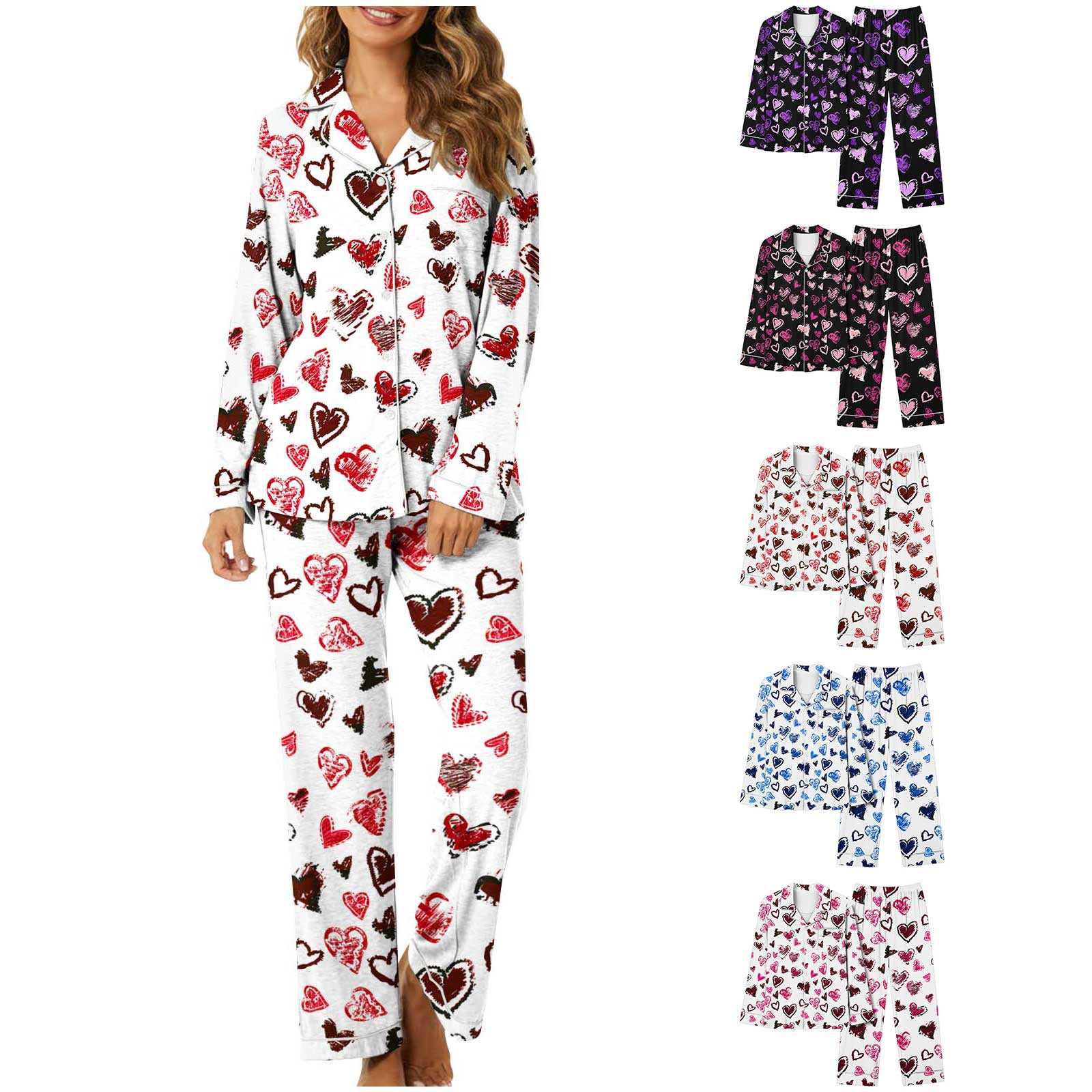 Dazajoo Prime Today Pajamas Sets for Women Valentine's Day Long Sleeve ...