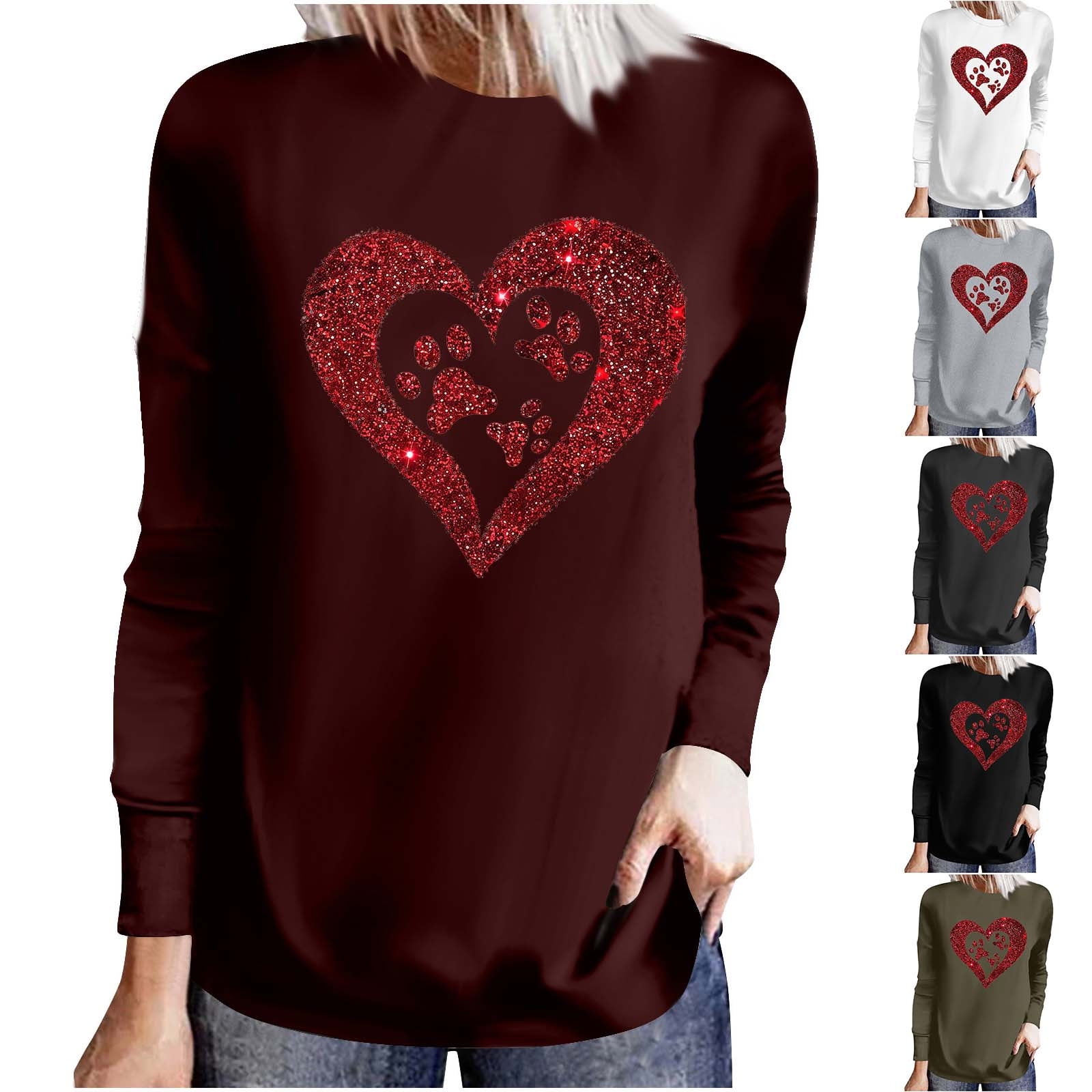 Dazajoo Prime Today Valentine's Day Sweatshirts for Women Warm Soft Love Heart Graphic Pullover ...