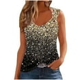 Dazajoo Sequin Tank Tops for Women Plus Size V Neck Solid Color Tanks ...